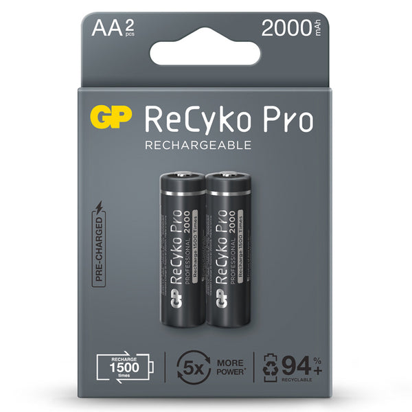 GP ReCyko Pro Rechargeable Batteries AA 2000 mAh - 2 Pack 🔋 BatteryDivision